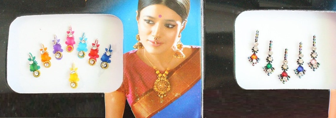 6 Packs Long Face Bindi Stickershigh Quality Bridal Long - Etsy