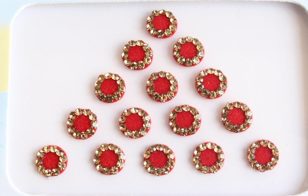 Red Round Bindis ,round Bindis,velvet Red Bindis,christmas Gift Red ...