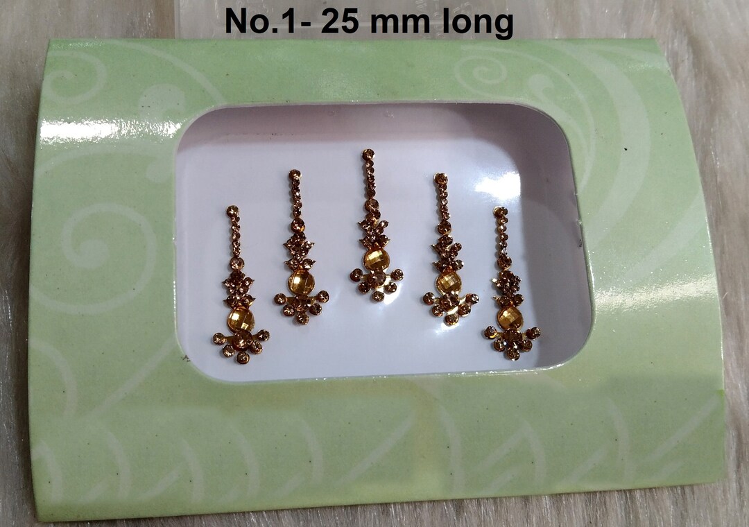Gold Long Face Jewels Bindis,bridal Bindis Stickers,stone Bindis,gold ...