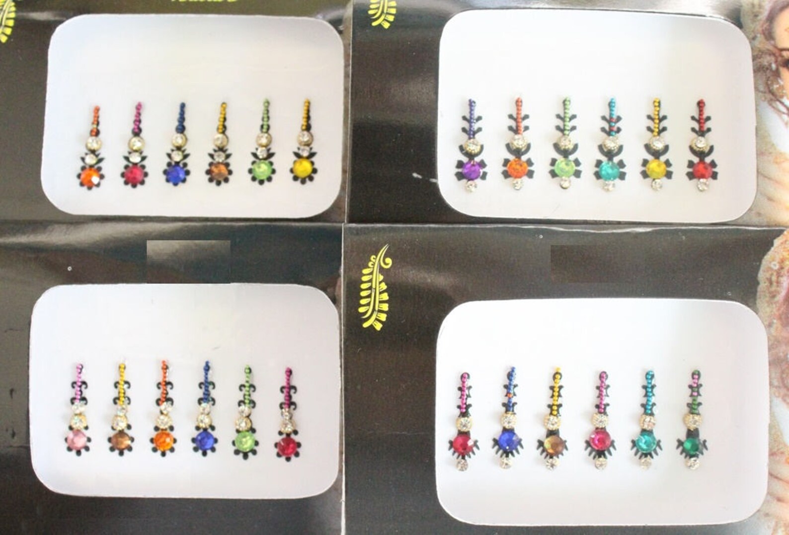 2 Packs Colored Long Face Bindi StickersBridal Bindis | Etsy