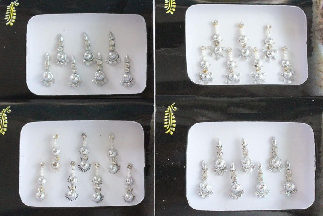 Long Face Bindi Stickers: Black/silver/gold Bridal Bindis - Etsy