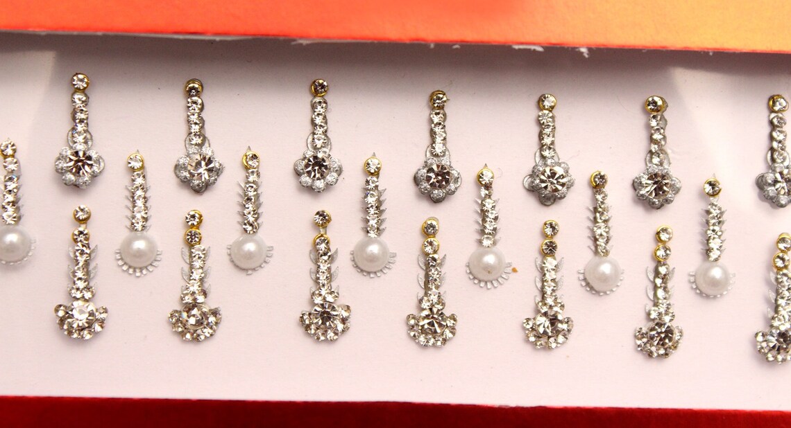 Bindis Long Silver Face Bindis JewelsWedding Long Bindis | Etsy