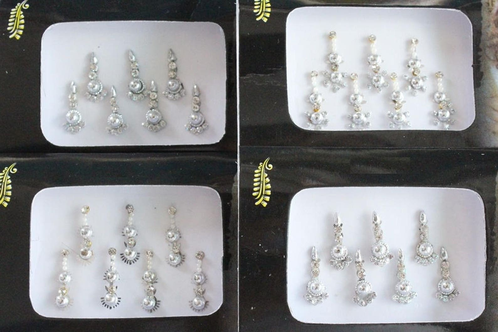 Gold/silver/black Long Face Bindi Stickersbridal Bindis - Etsy