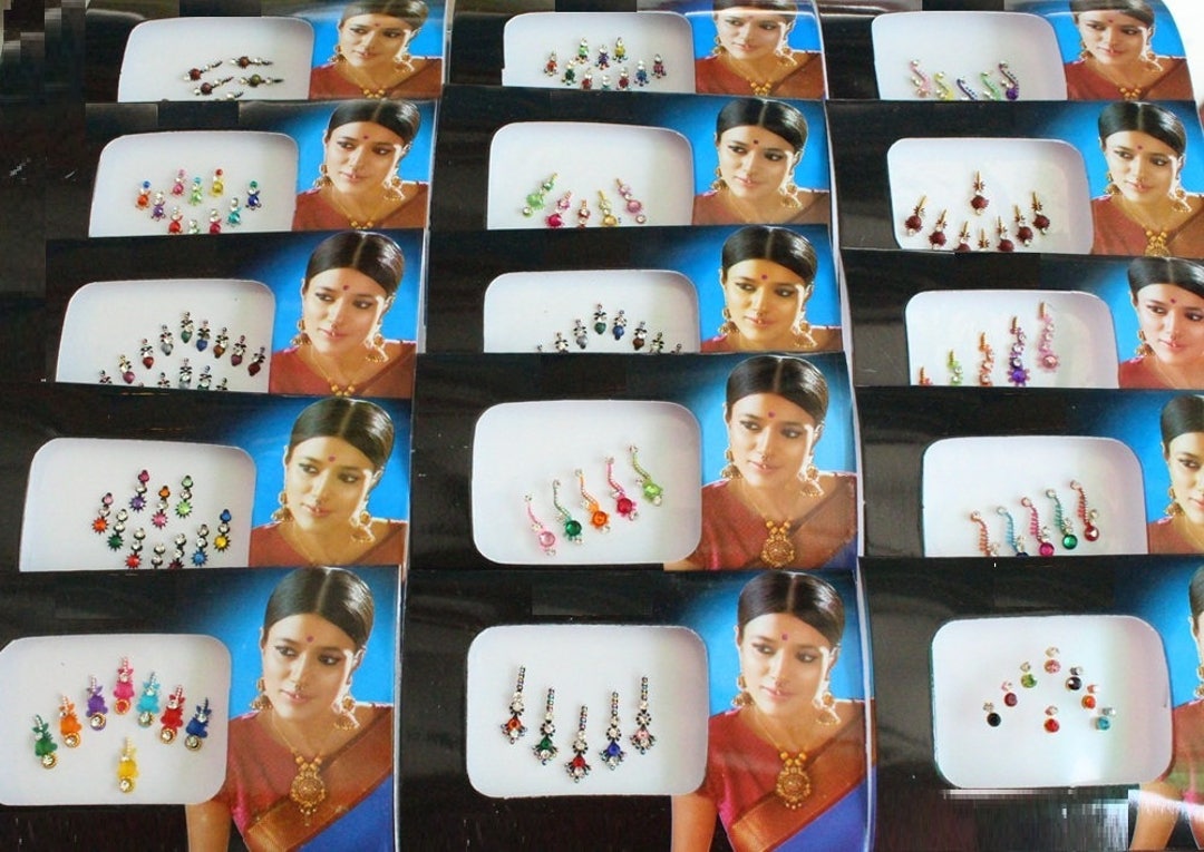 6 Packs Long Face Bindi Stickers,high Quality Bridal Long Bindis ...