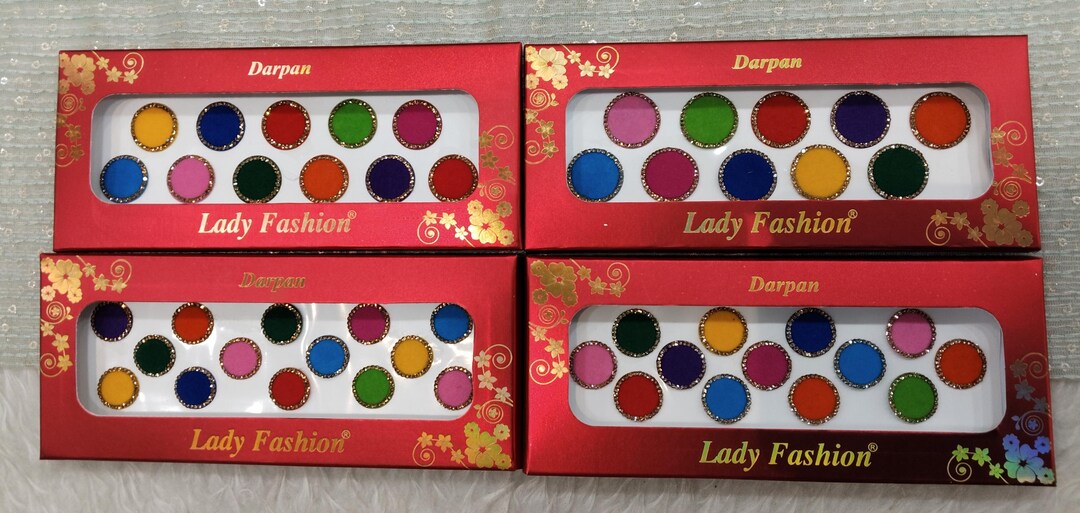 Round Colored Bindis,india Round Bindis,velvet Colorful Bridal Bindis ...