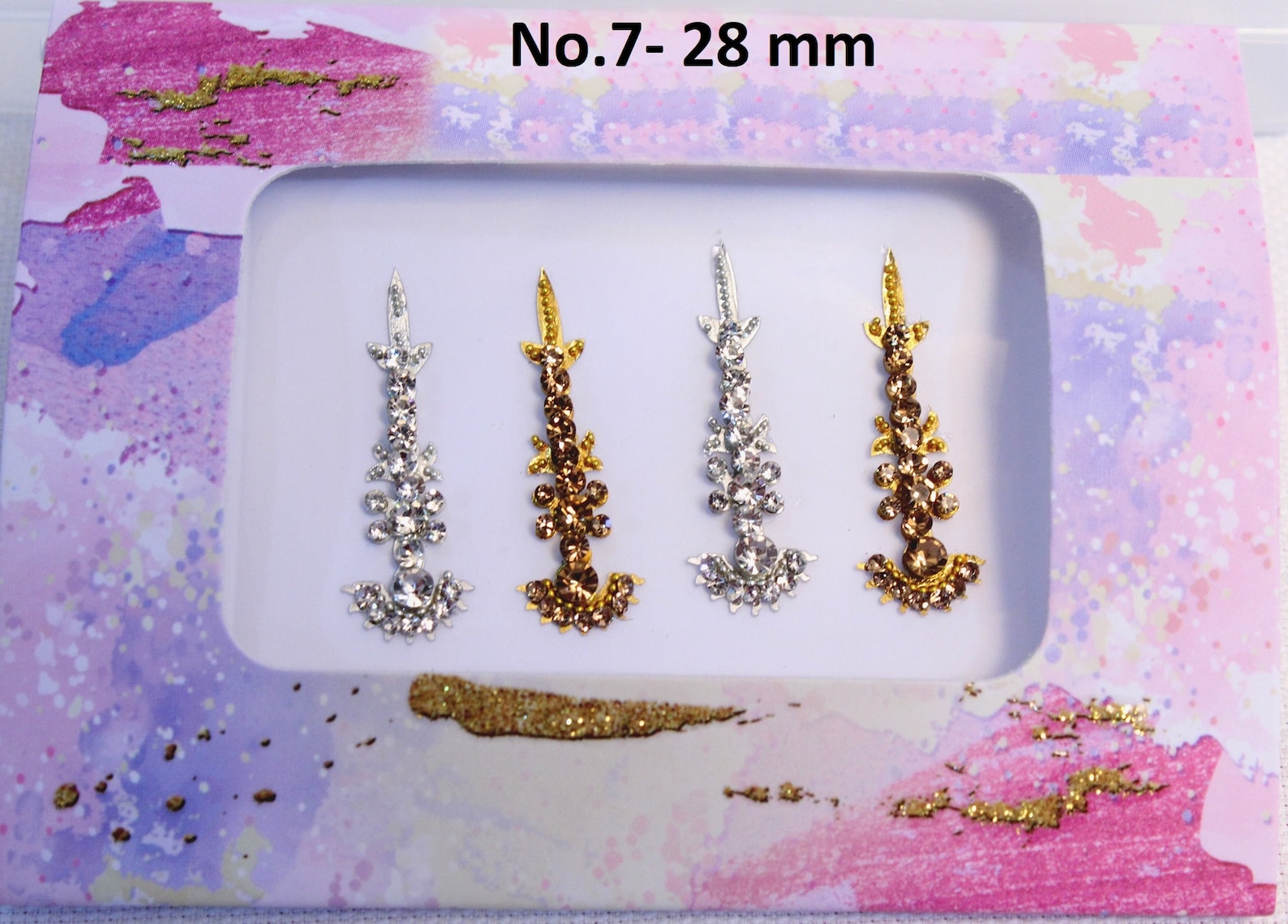 Bindi Long Gold Silver Face Bindis Jewelslong Bindis - Etsy