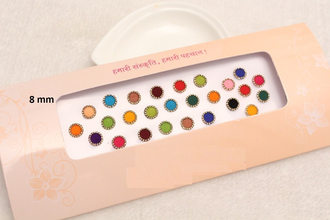 Bindis Round Bridal Bindis Gold Stone ,wedding Round Bindis,velvet ...