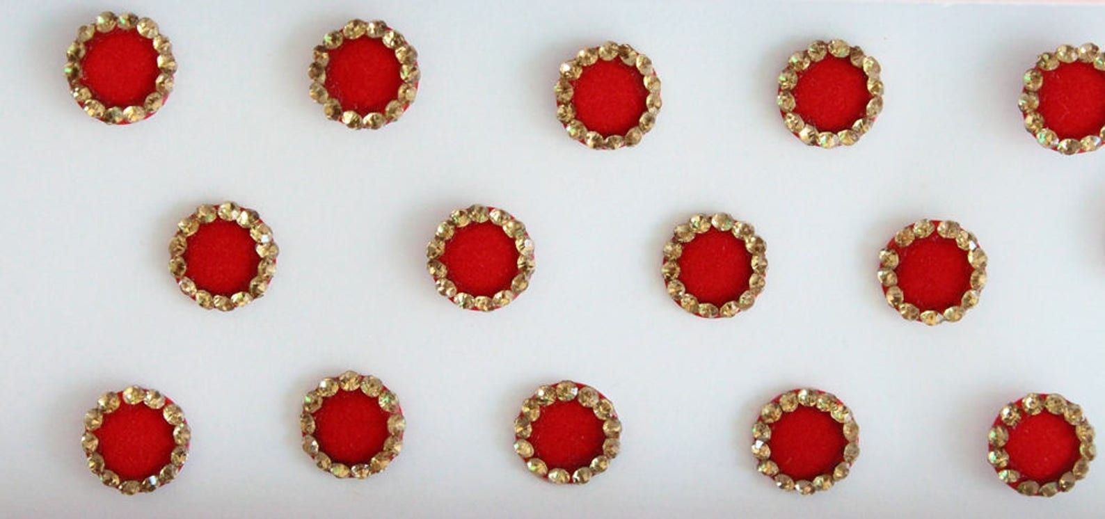 Bindis Plain Red Round Bindis With Gold Stones Outlineround - Etsy