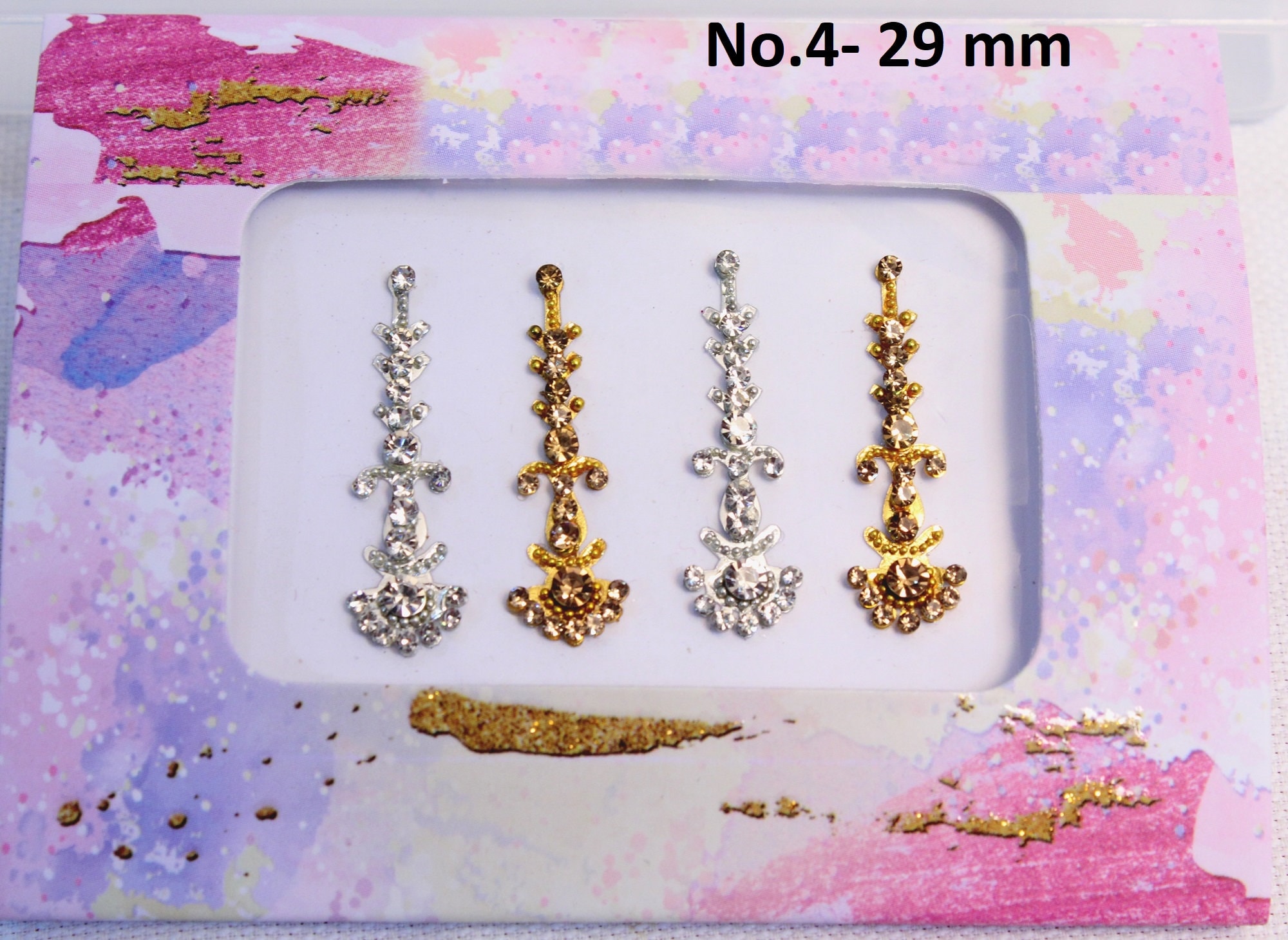 Bindi Long Gold Silver Face Bindis Jewelslong Bindis - Etsy