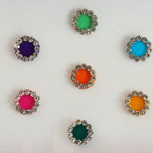 Bindis Plain Round Colored Bindis With Silver Stone Outline,wedding ...