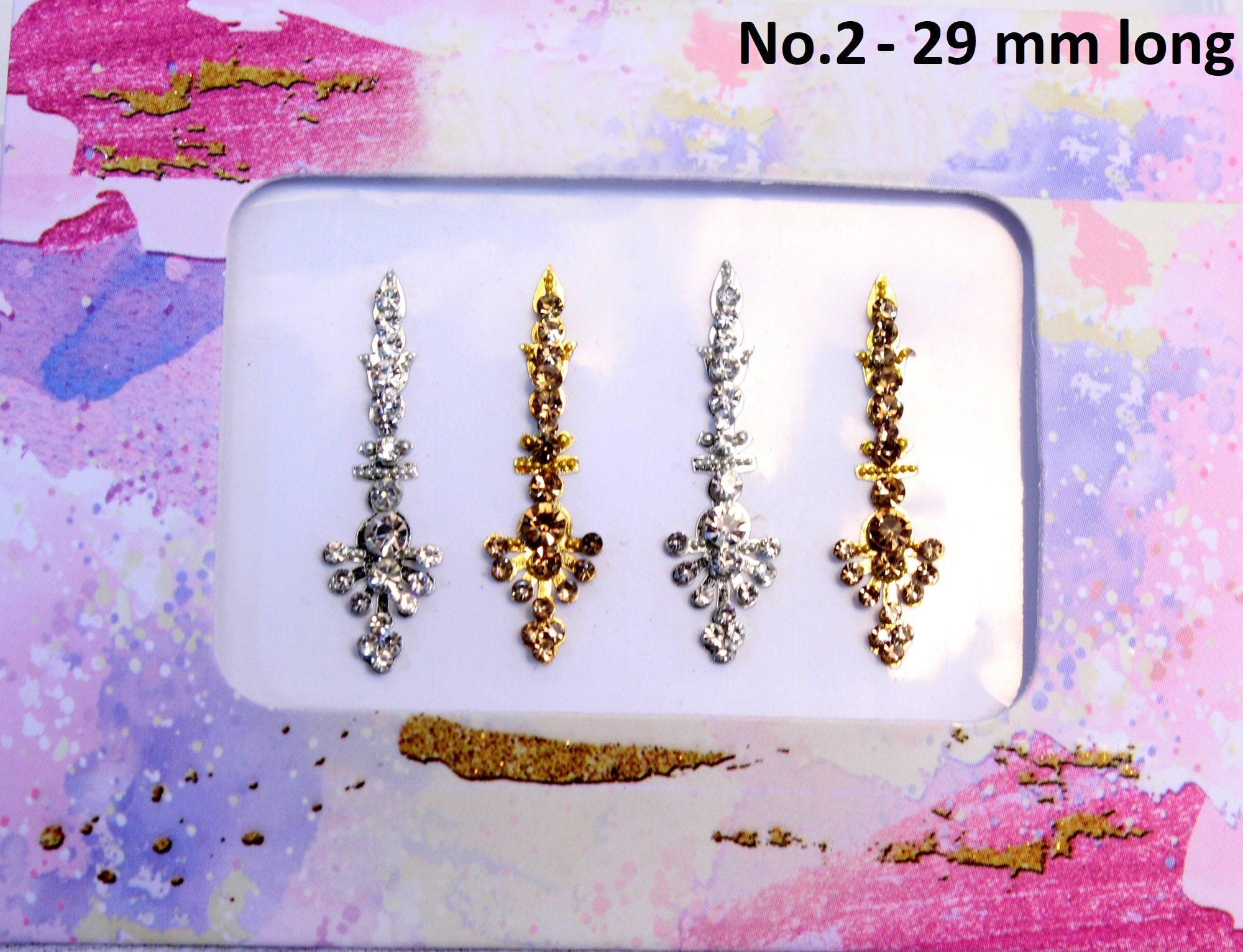 Bindi Long Gold Silver Face Bindis Jewelslong Bindis - Etsy