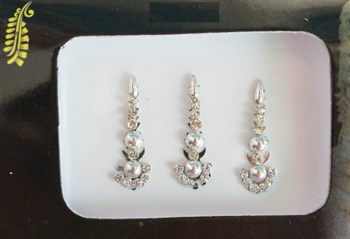 Gold/silver/black Long Face Bindi Stickersbridal Bindis - Etsy
