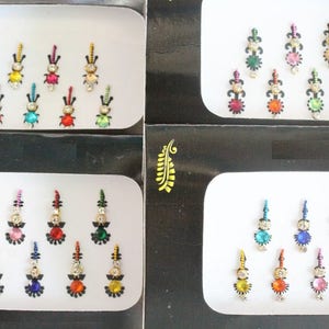 2 Packs Colored Long Face Bindi Stickers,bridal Bindis Stickers,long ...