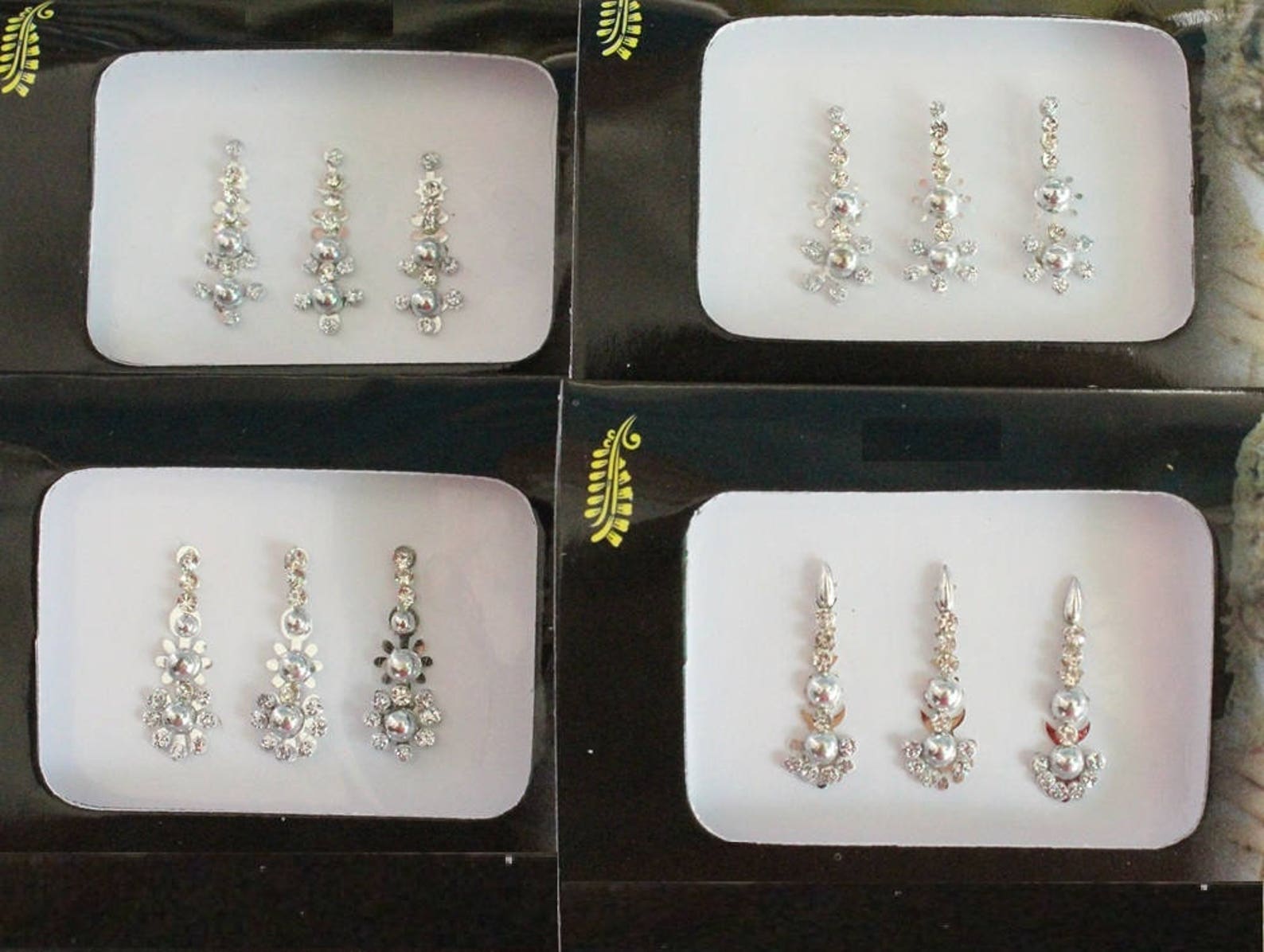 Gold/silver/black Long Face Bindi Stickersbridal Bindis - Etsy