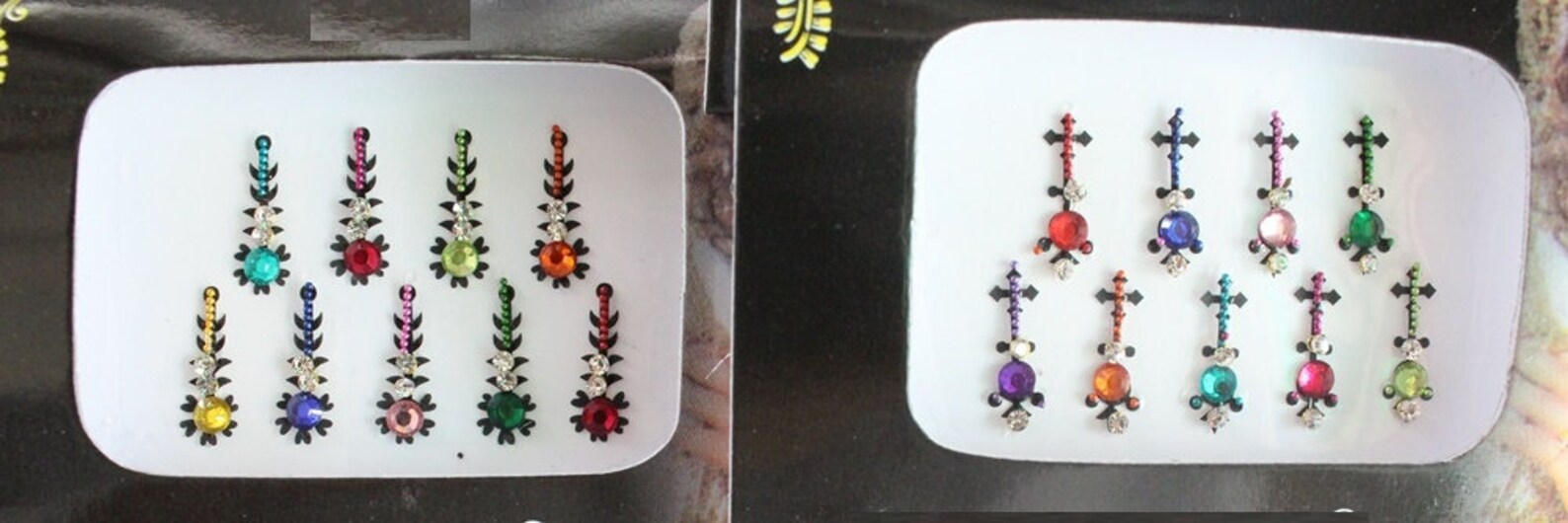 2 Packs Colored Long Face Tattos Bindi Stickersbridal Bindis - Etsy