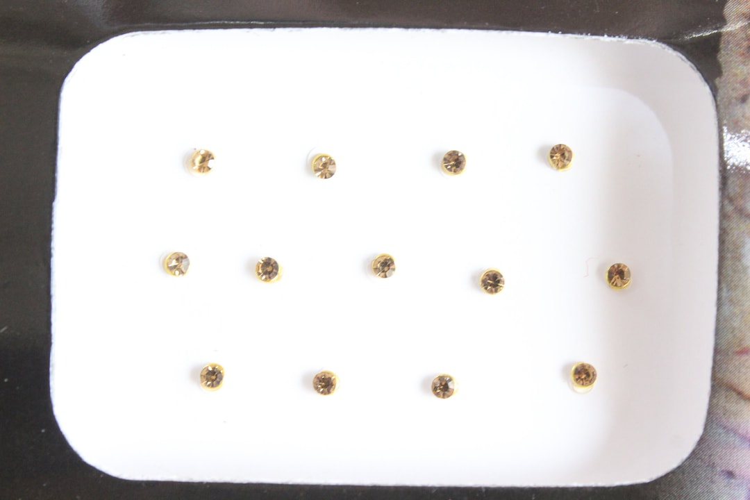 25 Gold Fake Nose Studs Bindis,stick on Nose Studs,nose Studs Stickers ...