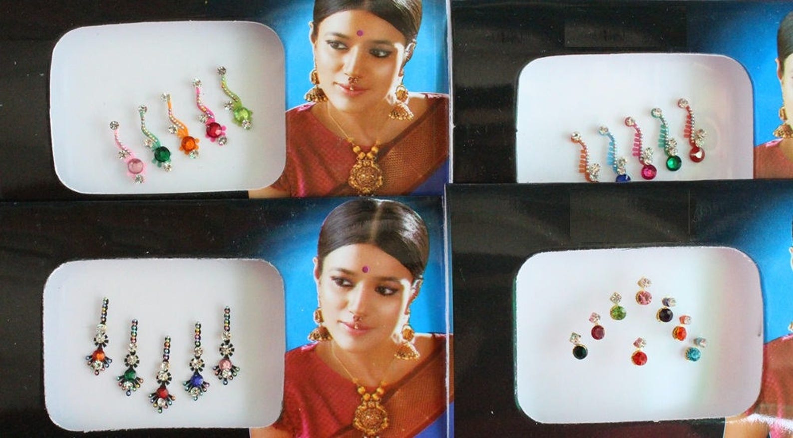 6 Packs Long Face Bindi Stickershigh Quality Bridal Long - Etsy