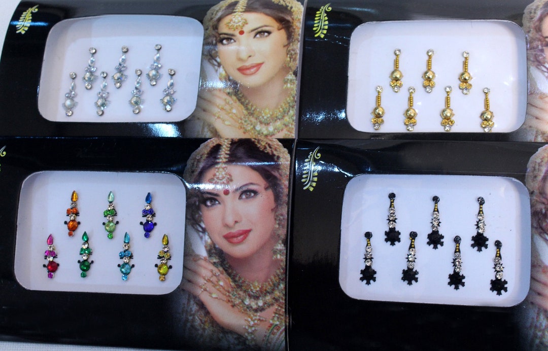 Gold/silver/black/multicolor Long Face Bindi ,bridal Bindis Stickers ...
