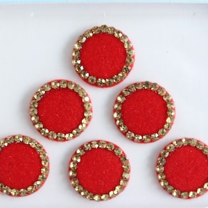 Bridal Red Round Bindis With Gold Stone Outline ,round Bindis,velvet ...
