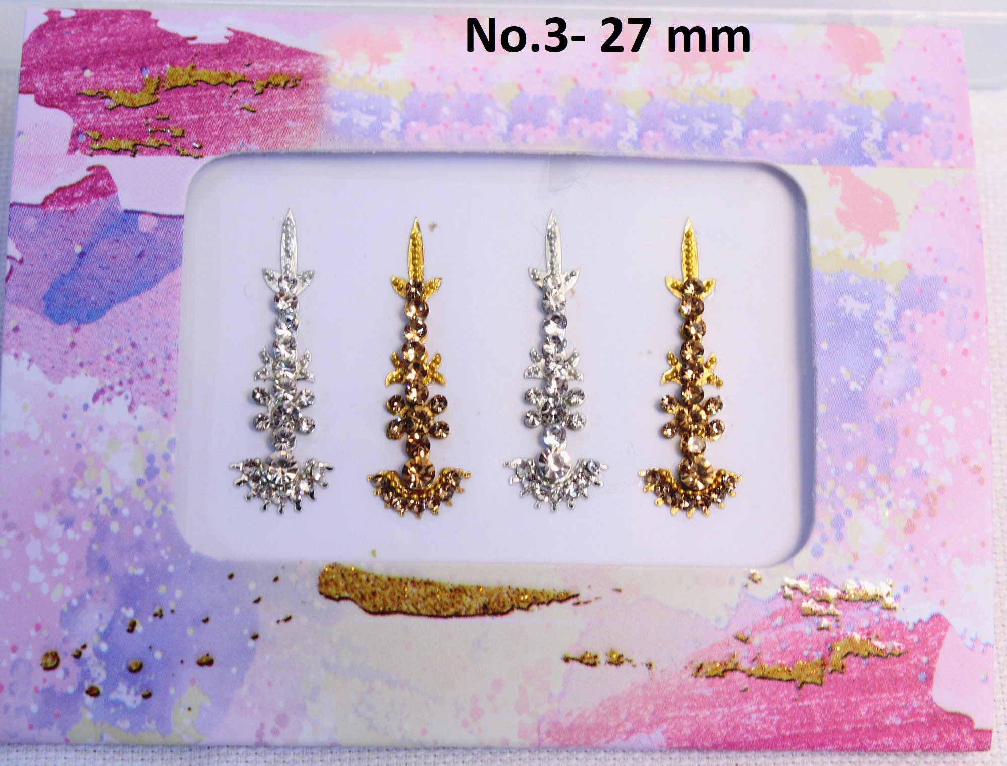 Bindi Long Gold Silver Face Bindis Jewelslong Bindis - Etsy