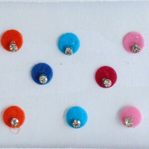Bindis Round Plain Colored Bindis ,wedding Round Bindis,velvet Colorful ...