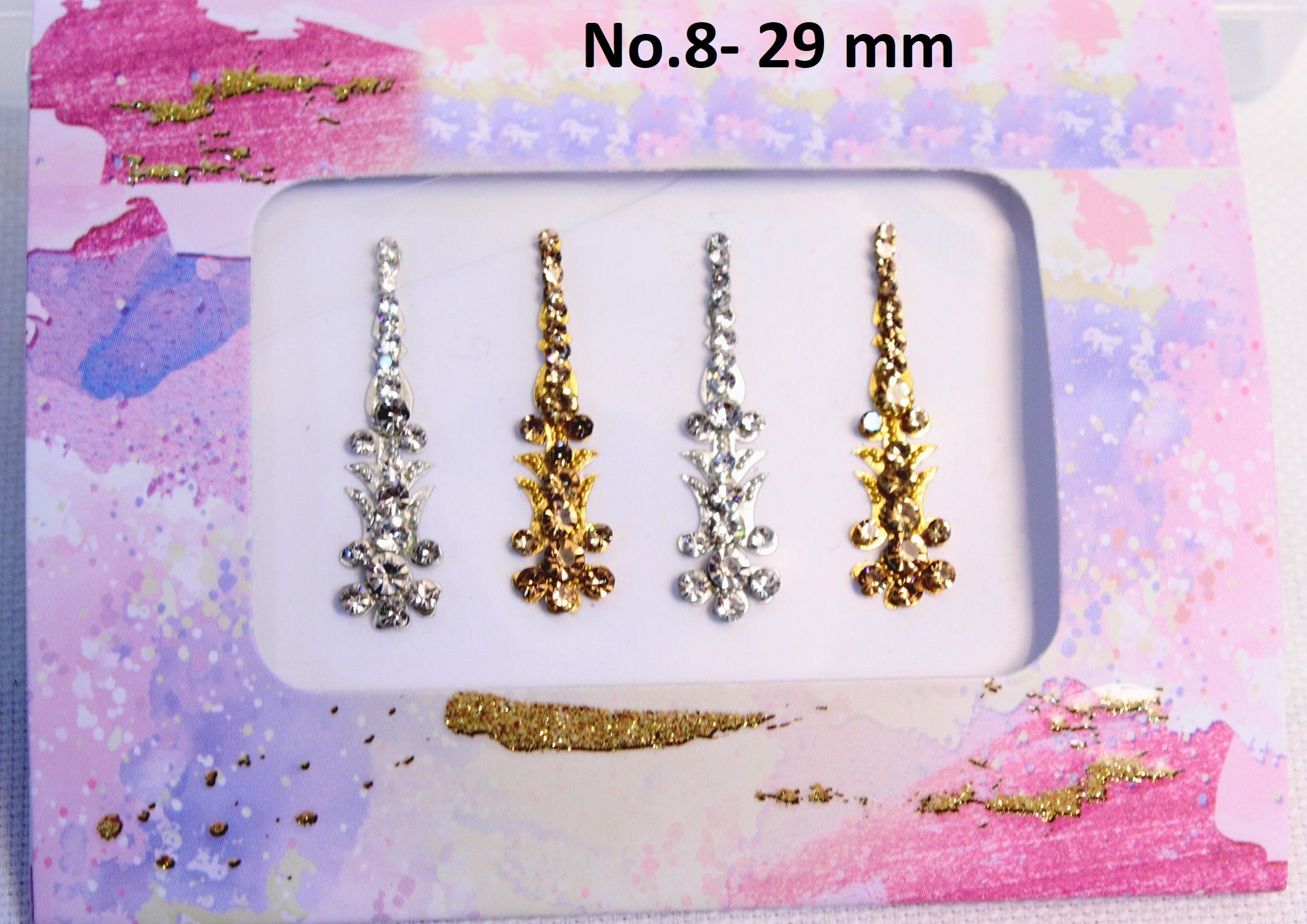 Bindi Long Gold Silver Face Bindis Jewelslong Bindis - Etsy