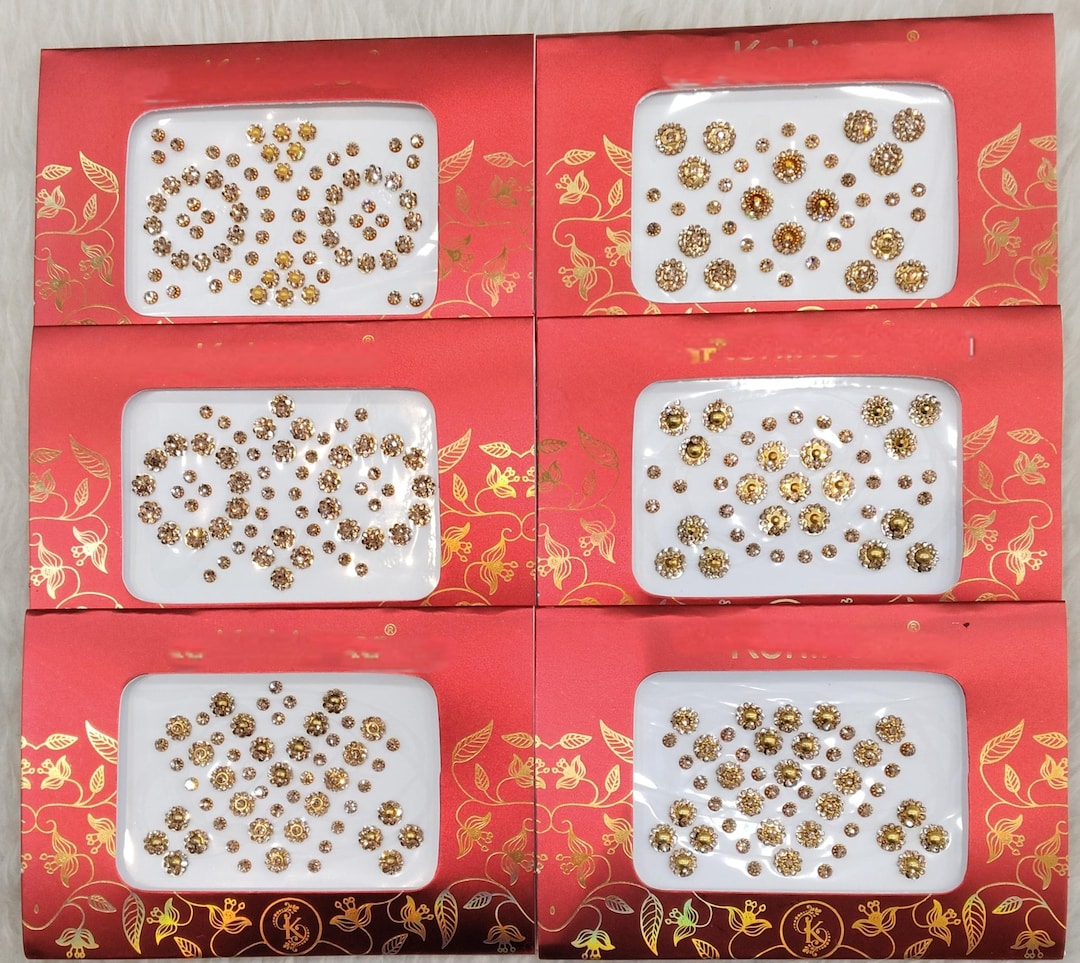 Gold Round Bindis,bridal Bindis Stickers,stone Bindis,gold Round Face ...