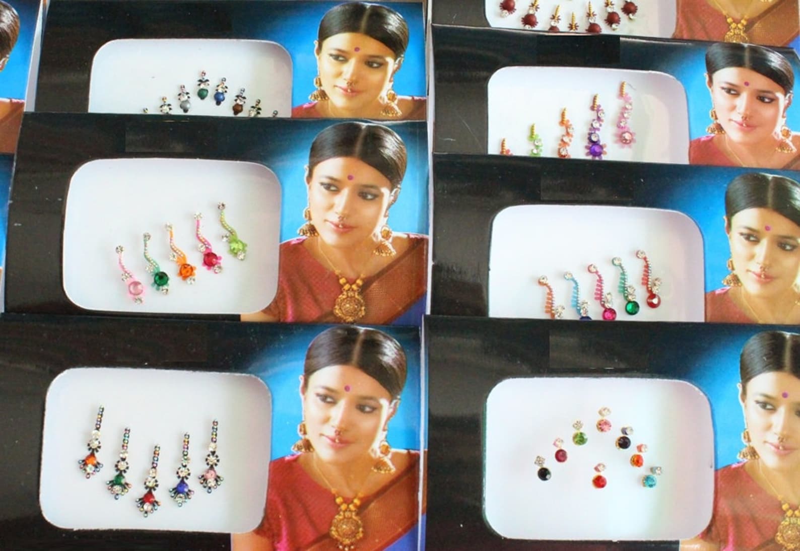 6 Packs Long Face Bindi Stickershigh Quality Bridal Long - Etsy