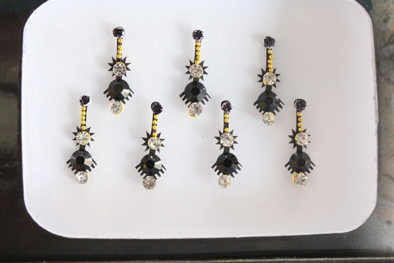 Gold/silver/black Long Face Bindi Stickersbridal Bindis - Etsy