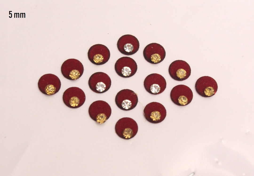 Bindis Maroon Colored Bindis ,Wedding Round Bindis,Velvet Colorful ...