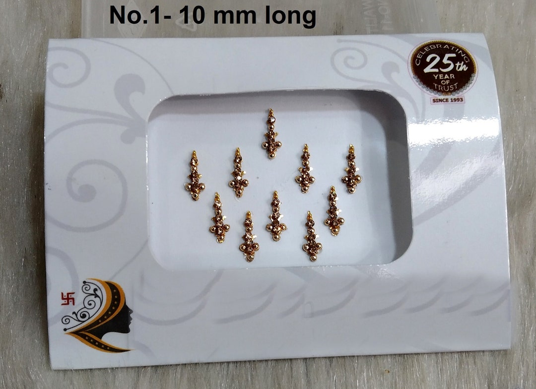 Gold Long Face Jewels Bindis,bridal Bindis Stickers,stone Bindis,gold ...