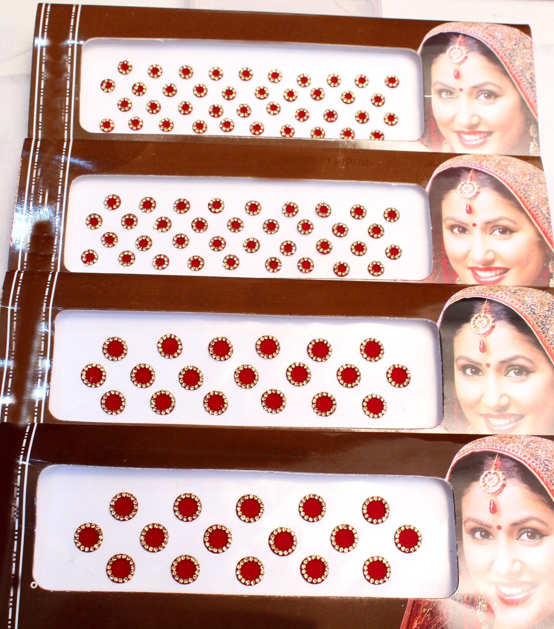 Maroon Round Bindis With Gold Stone Outline,round Bindis,velvet Red ...