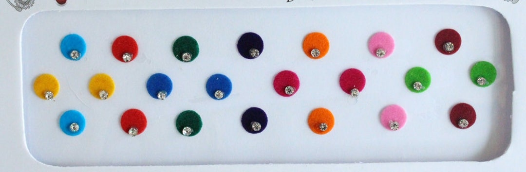 Bindis Round Plain Colored Bindis ,wedding Round Bindis,velvet Colorful ...