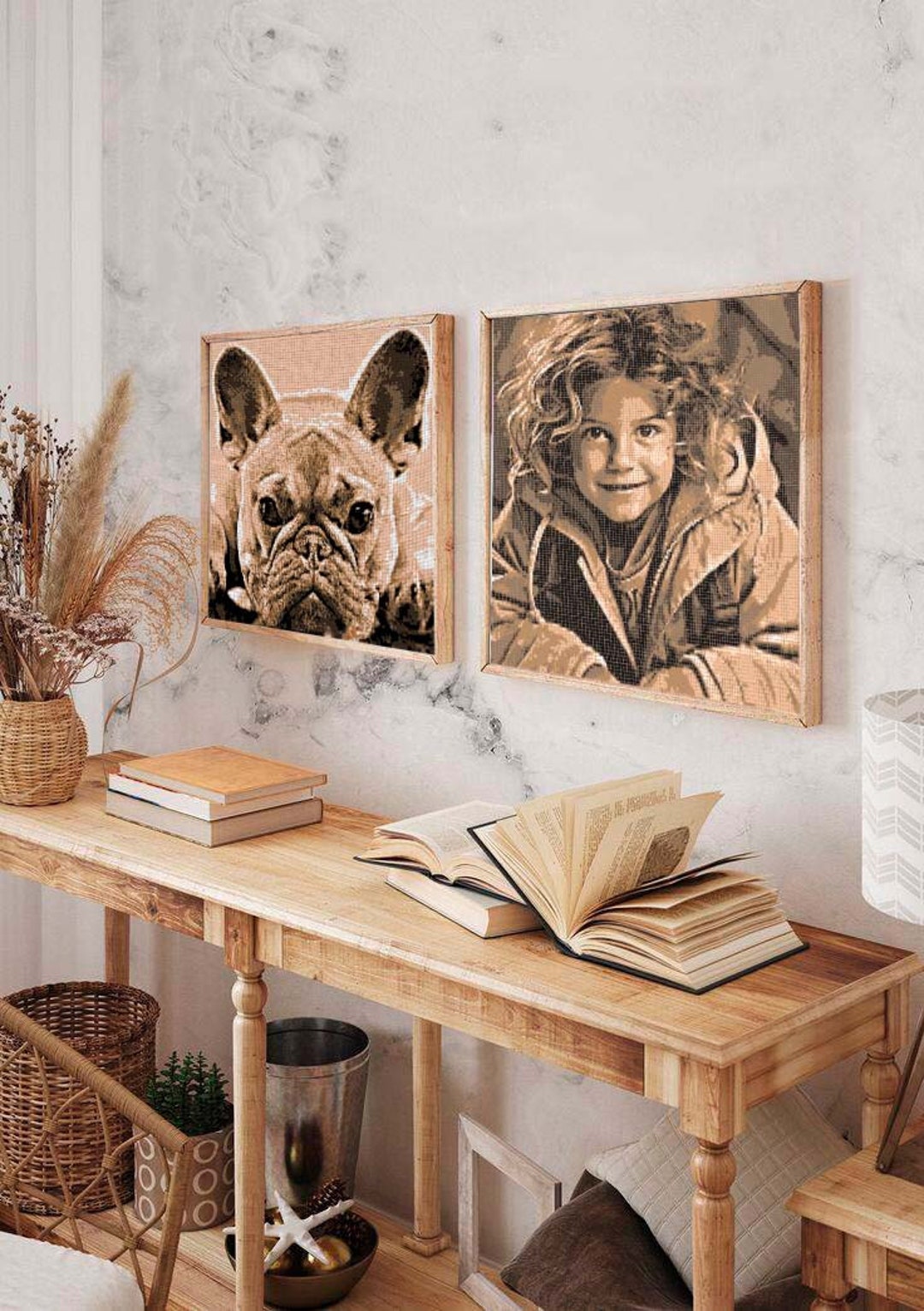 Personalized Photo Mosaic Puzzle Made of Natural Wood, Custom Bricked ...