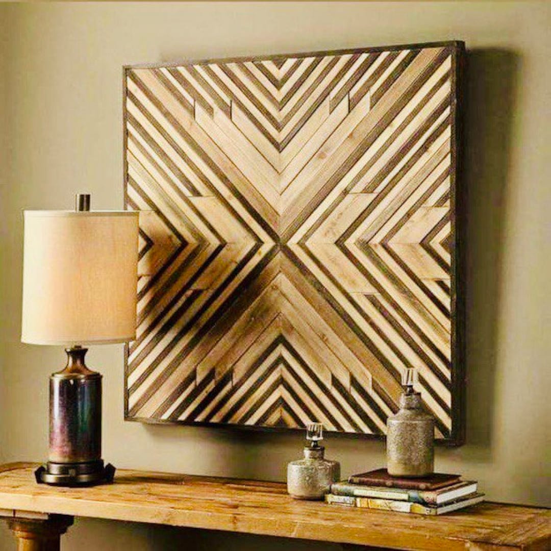 Farmhouse Wood Wall Panel Minimalist Geometric Wood Wall Art Reclaimed ...