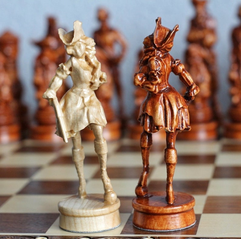 Large Collectible Chess Pieces With Box, Luxury Wooden Chess Pieces and ...