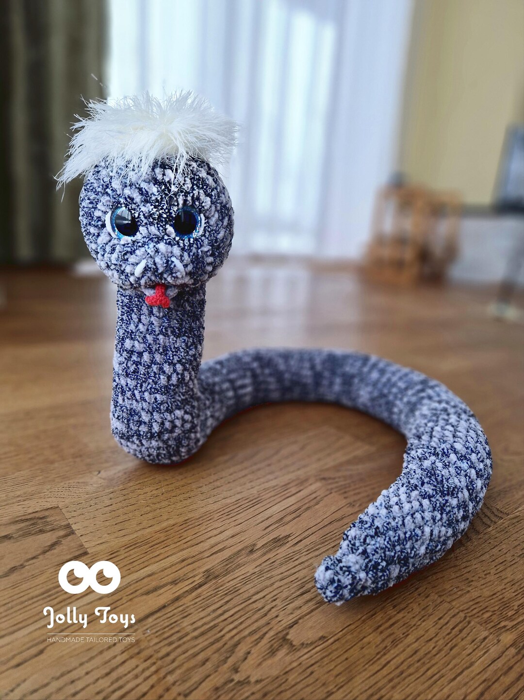Handmade Plush Snake Toy – Soft Stuffed Snake, No Wire, Stands Upright ...