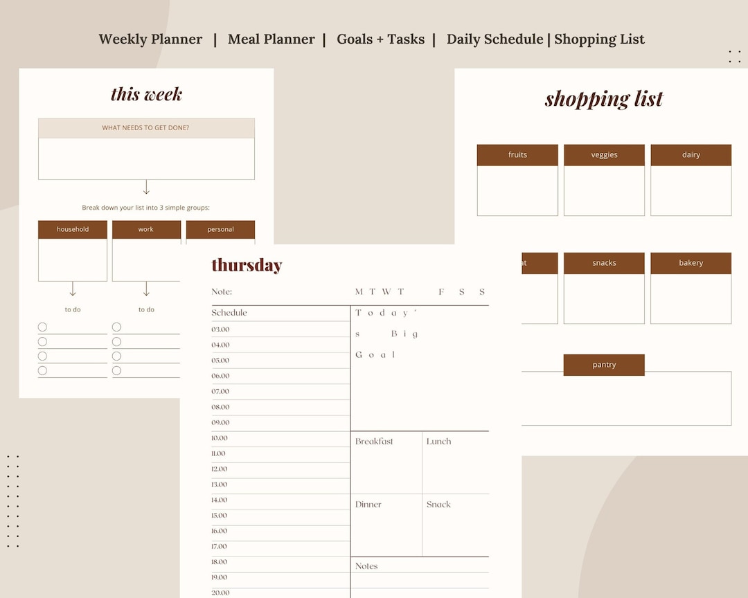 Printable Aesthetic Minimalist Daily/weekly Planner + Organizer - Etsy