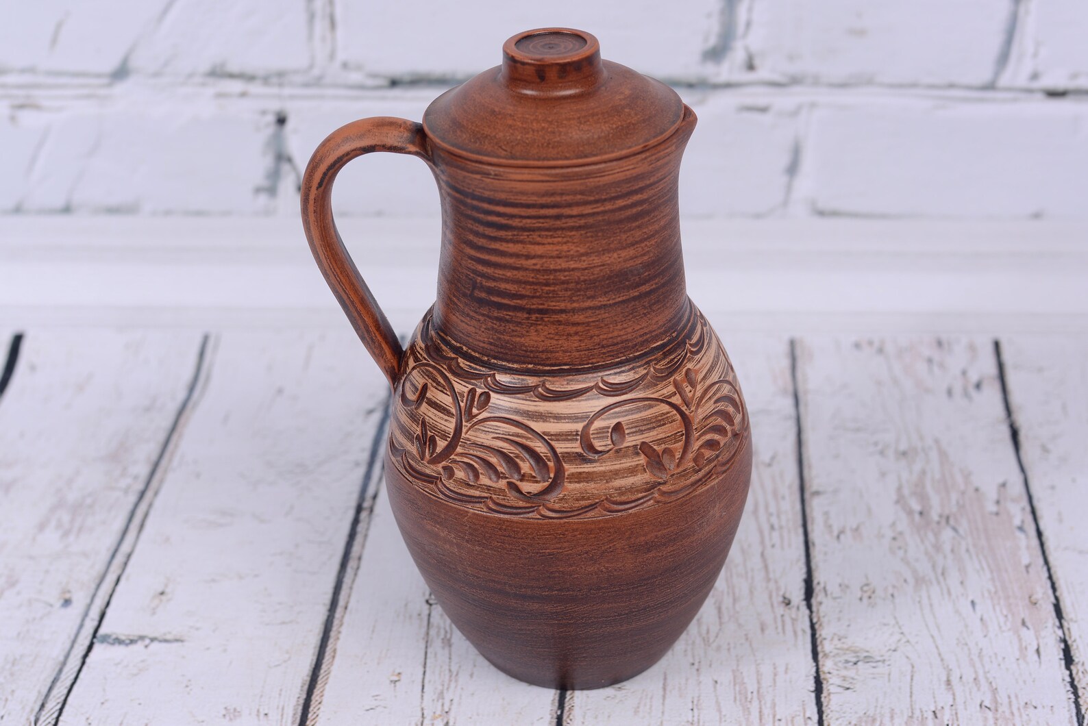 Big Clay Jug With Lid Handmade Ceramic Vessel for Milk Water | Etsy