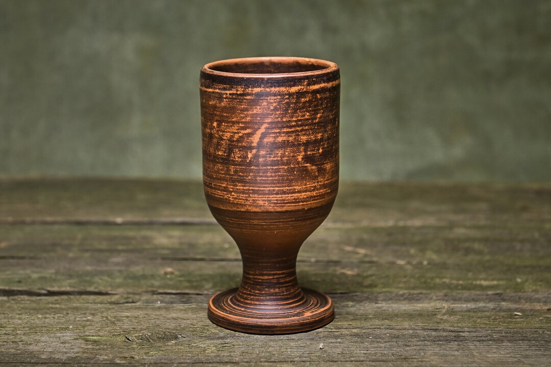 Handmade Ceramic Wine Goblet: Rustic Clay Stemware - Etsy