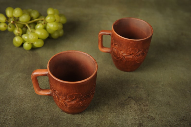 Set of 2 Ceramic Cup Handmade Clay Drinking Tea Cup Pottery - Etsy