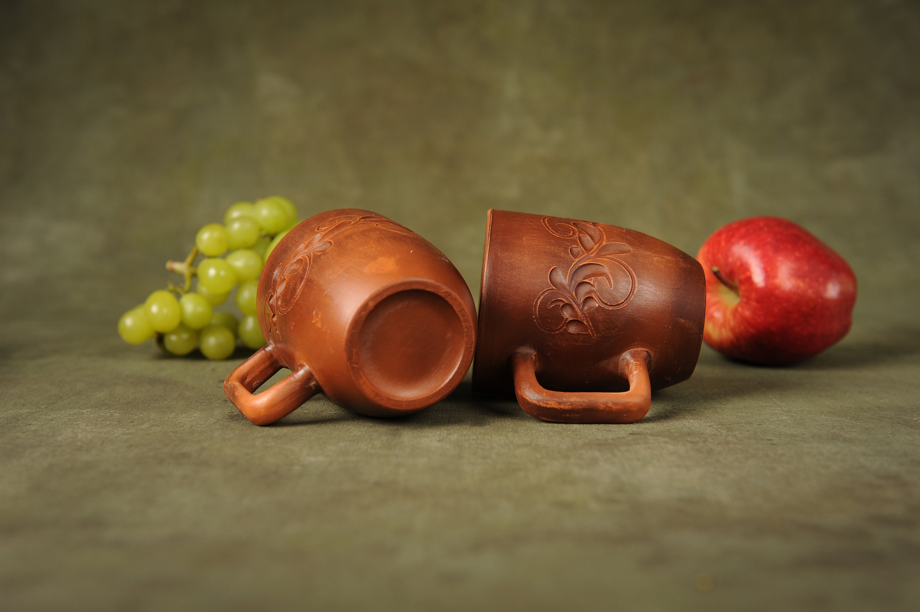 Set of 2 Ceramic Cup Handmade Clay Drinking Tea Cup Pottery - Etsy UK