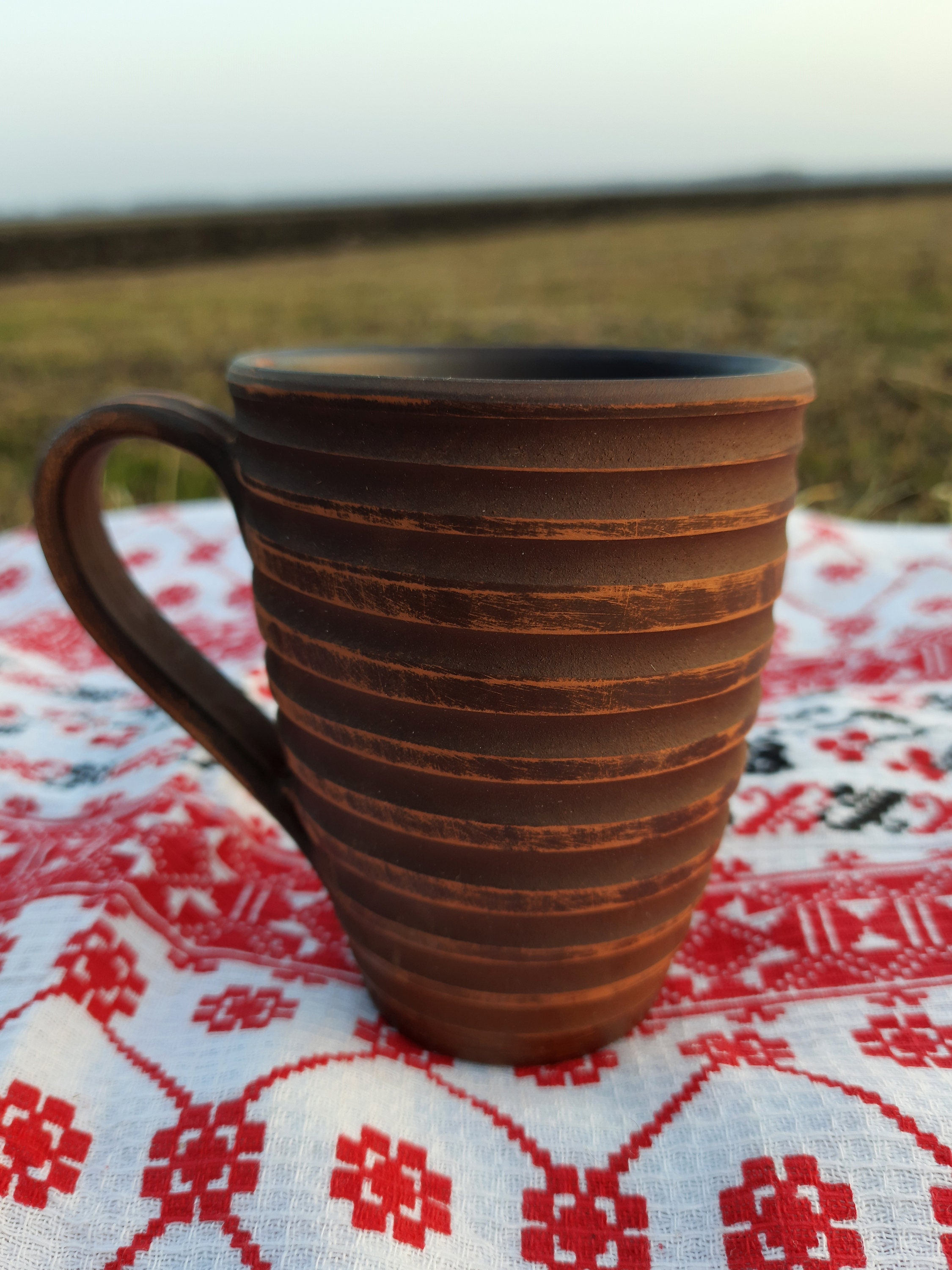 Clay Carved Cup Handmade Ceramic Mug Handcrafted Pottery | Etsy