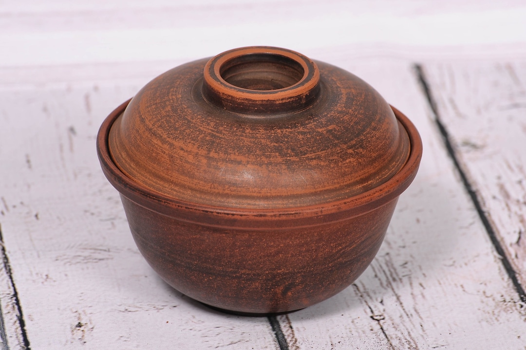 Handmade Red Clay Casserole Dish With Lid: Organic Stoneware Bowl - Etsy