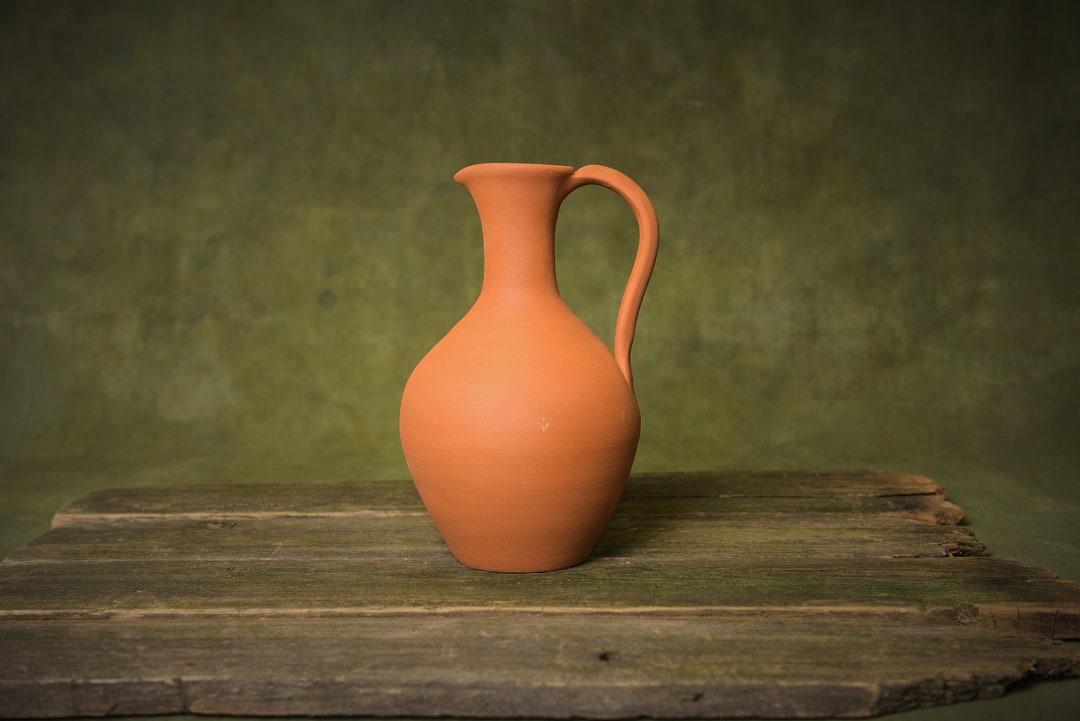 Terracotta Pitcher Water Jug With Handle Wine Ewer Unglazed Ceramics ...