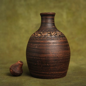 Handmade Red Clay Bottle Vessel Jug for Wine Water Juice Milk Vodka ...
