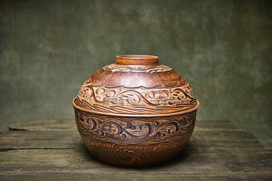 Big Ceramic Pot Handmade Ukrainian Pottery Bowl With Lid Bread Basket ...
