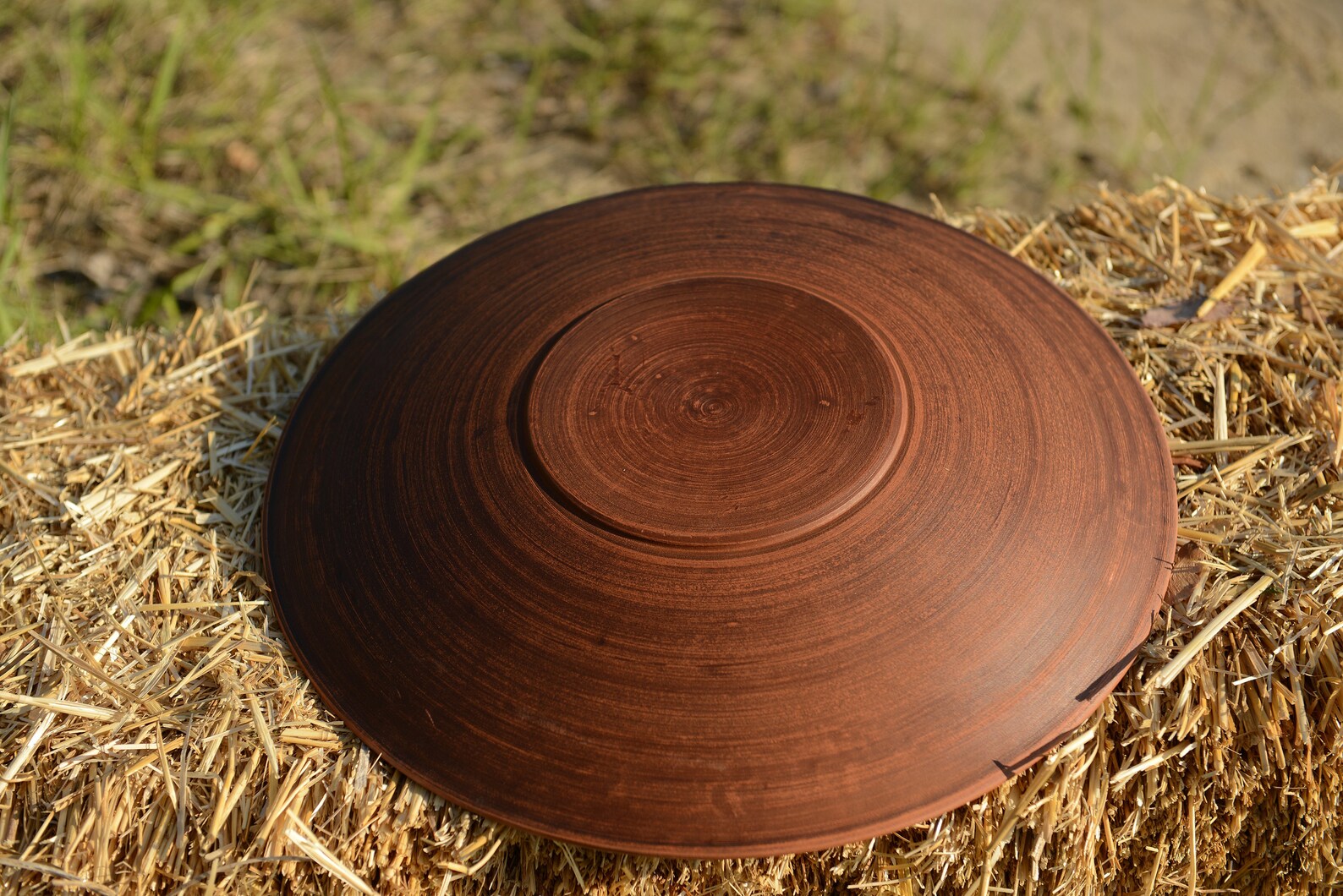 Big Ceramic Plate 16.5 Inch Red Clay Brown Dish for Fruit - Etsy