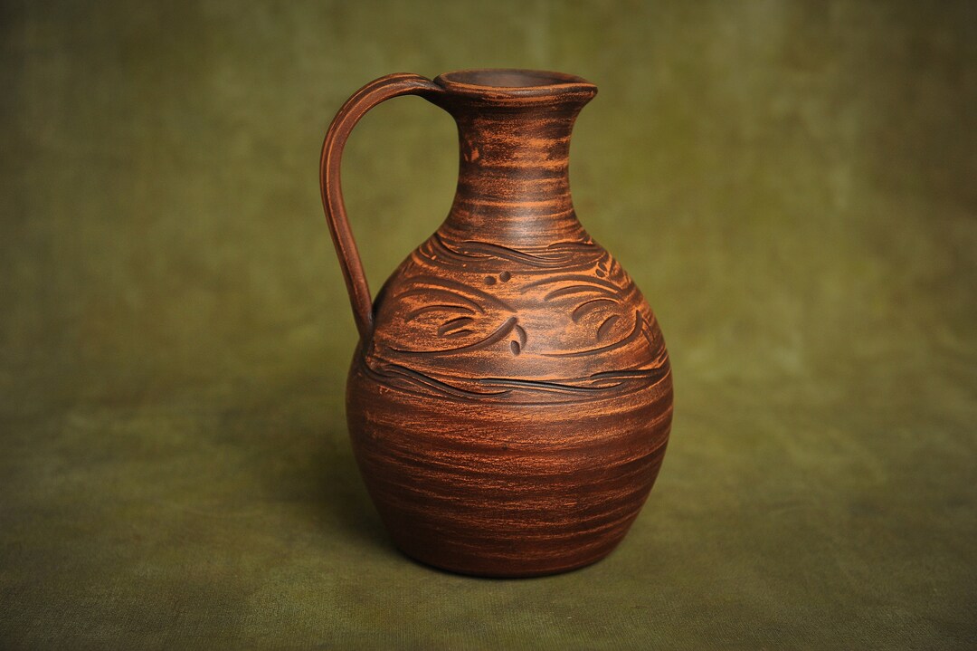 Handcrafted Ceramic Jug Clay Pitcher Handmade Jar for Wine, Water ...