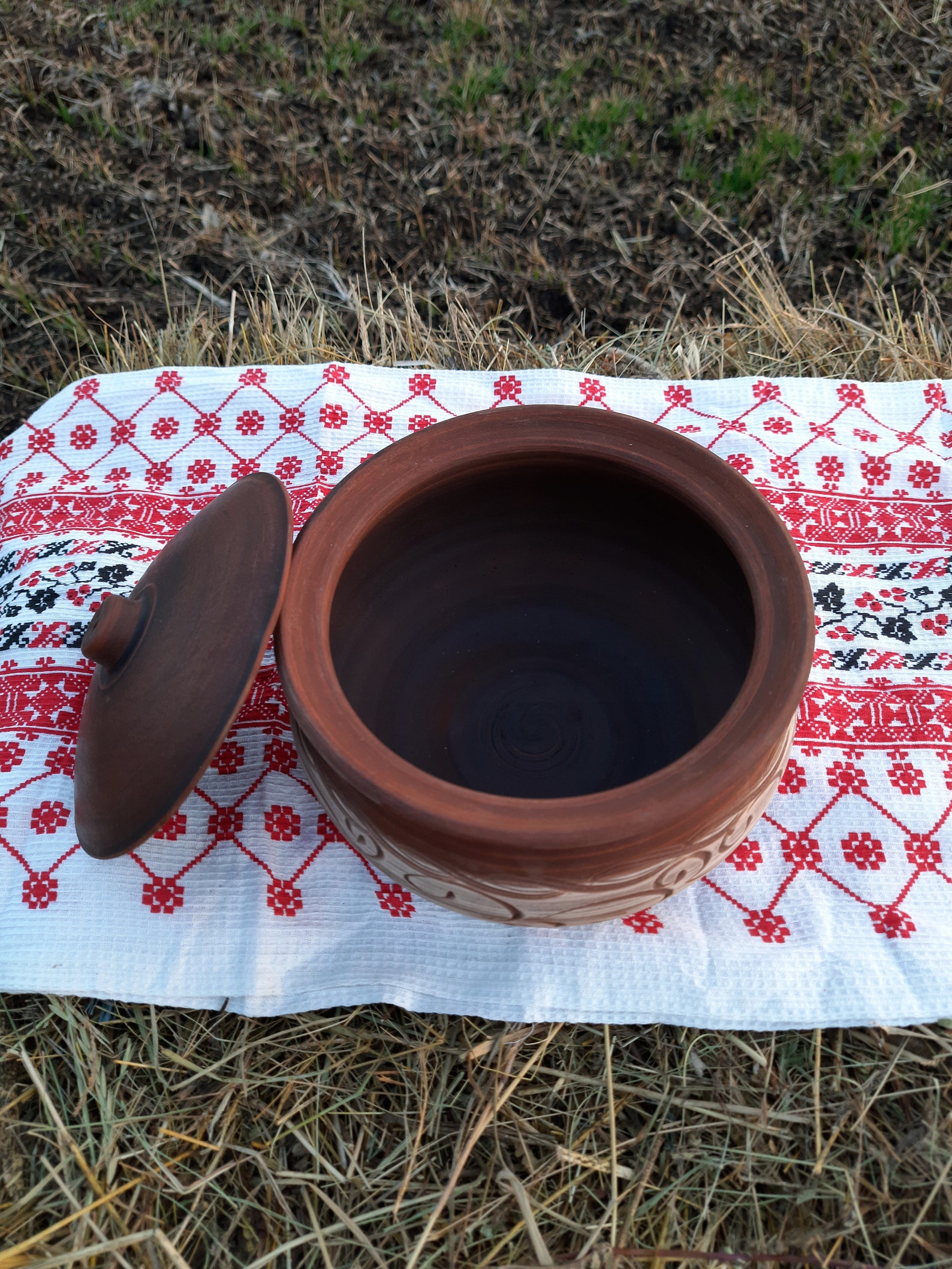Handmade Clay Baking Pot With Lid Pottery Dutch Oven Clay Pot | Etsy